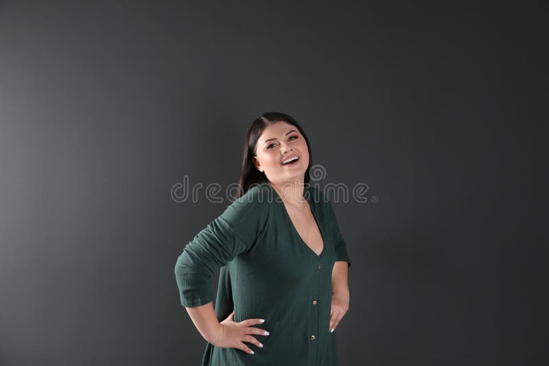 Beautiful Overweight Woman Posing on Background. Plus Size Model Stock ...