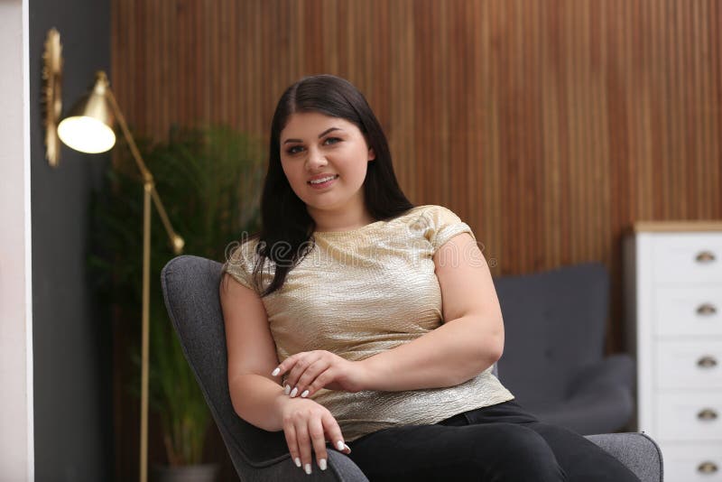Beautiful Overweight Woman Posing. Plus Size Model Stock Photo - Image ...