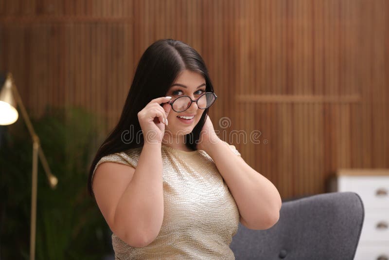 Beautiful Overweight Woman Posing. Plus Size Model Stock Image - Image ...