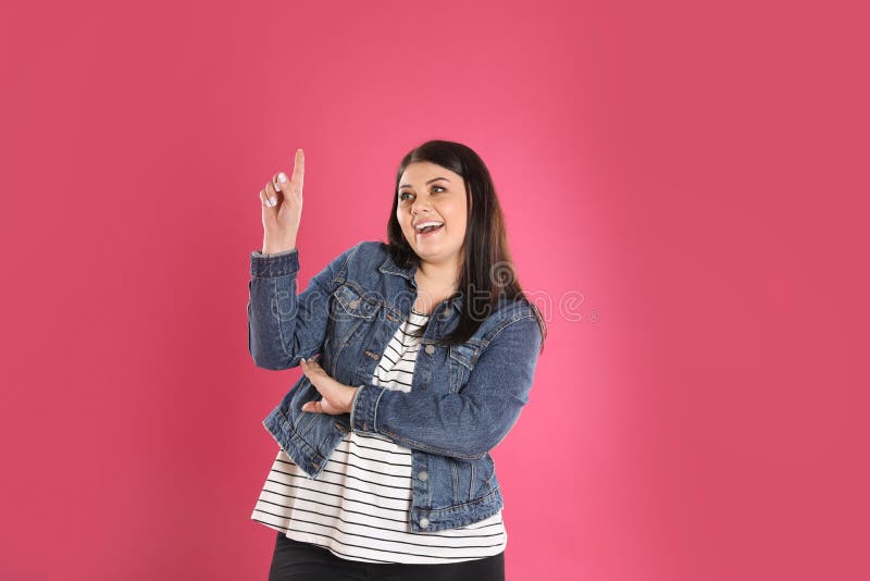 Beautiful Overweight Woman Posing on Background. Plus Size Model Stock ...