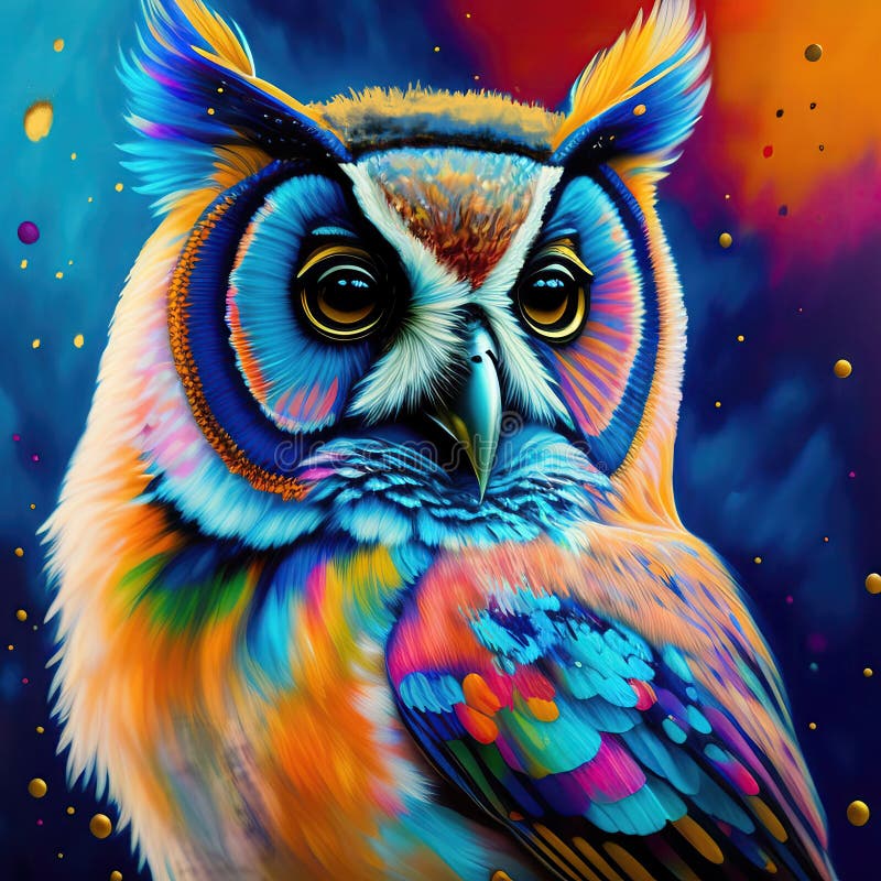 Beautiful Owl Portrait in Abstract Splash Style Stock Illustration ...