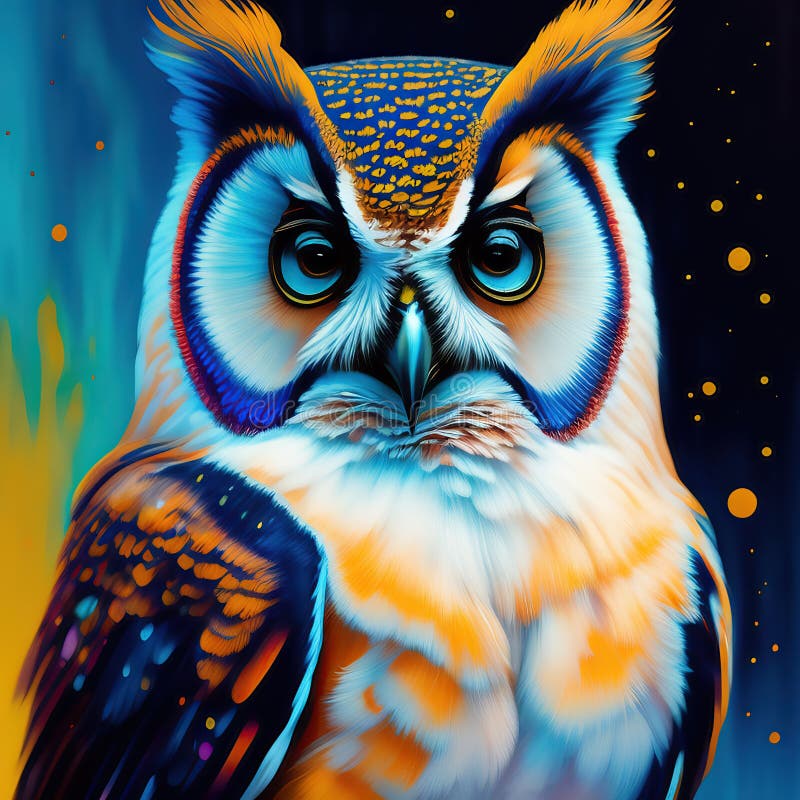 Beautiful Owl Portrait in Abstract Splash Style Stock Illustration ...