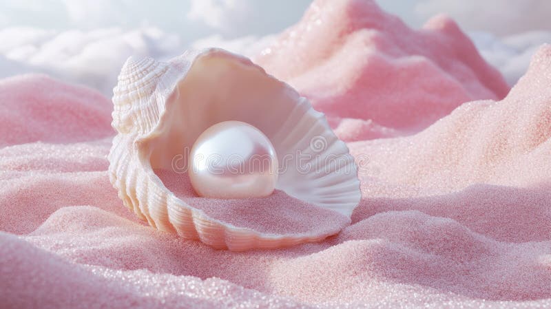Beautiful Oyster Shell with a Lustrous Pearl Inside Sand Stock ...