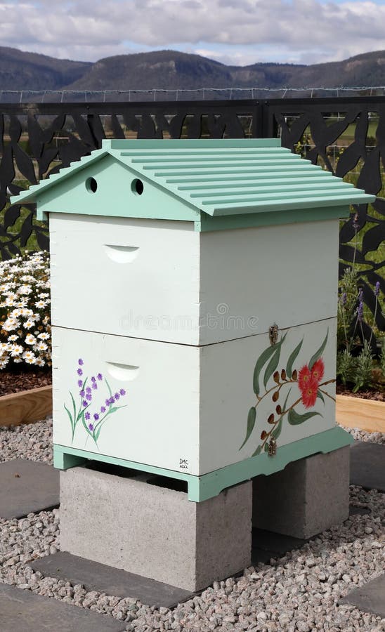 Beautiful Painted Bee Hives Stock Photo - Image of activity, australia ...