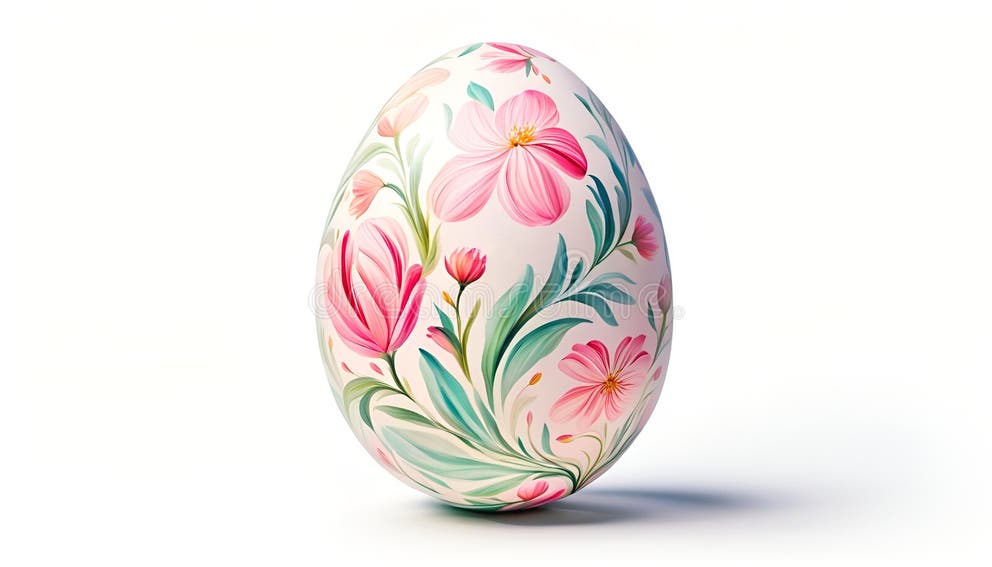 Beautiful Painted Easter Egg with Copy Space on White Stock ...