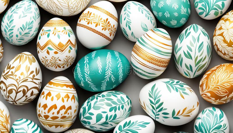 Beautiful Painted Easter Eggs Leaf Designs Stock Illustration ...