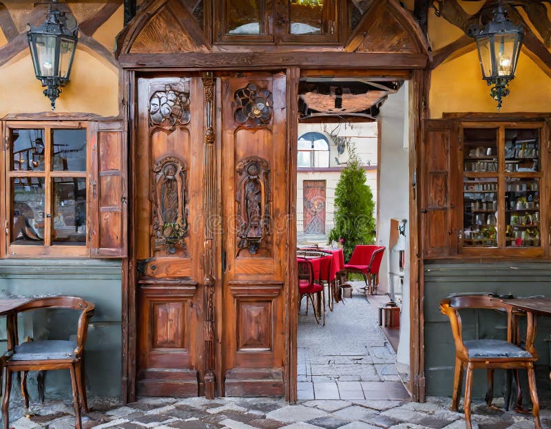 Beautiful Painterly Style Illustration of a Vintage Designed Restaurant ...