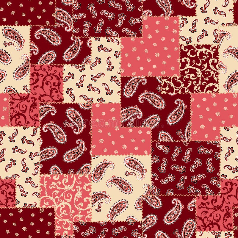 Beautiful Paisley Design Patchwork Pattern Material, Stock Vector ...