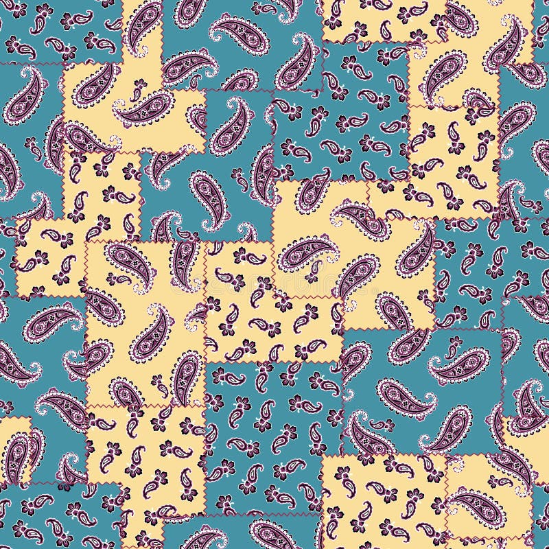 Beautiful Paisley Design Patchwork Pattern Material, Stock Vector ...