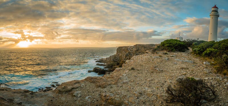 Beautiful Panorama of Cape Nelson Lighthouse at Sunset Stock Image ...
