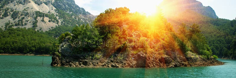 Beautiful Panorama of Dramatic Sunset Over the Sea. Horizontal Image ...