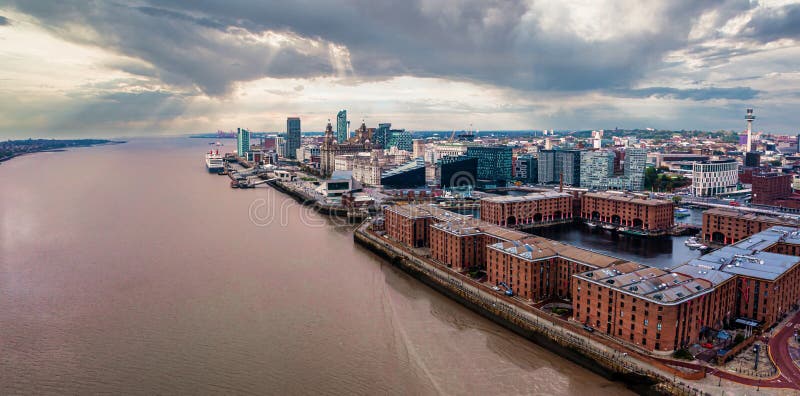 Beautiful Panorama of Liverpool Waterfront in the Sunset. Stock Photo ...