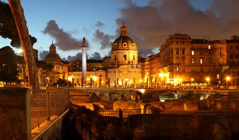 Beautiful Panorama of the Night Rome Stock Image - Image of history ...