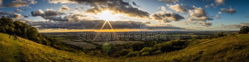 Beautiful Panorama Over the Village and Fields Stock Image - Image of ...