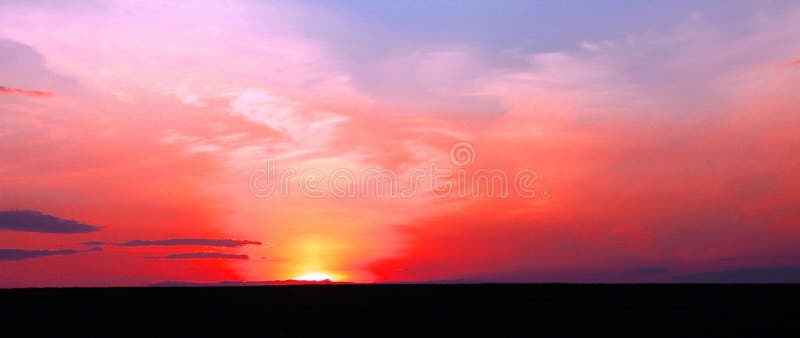 Beautiful Panorama with Red Sky at Sunset Stock Photo - Image of ...
