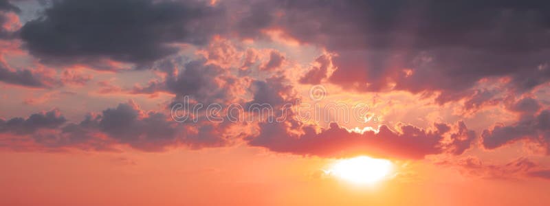 Beautiful Panorama of Sky with Clouds at Sunset. Banner Design Stock ...