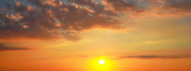 Beautiful Panorama of Sky with Clouds at Sunset. Banner Design Stock ...