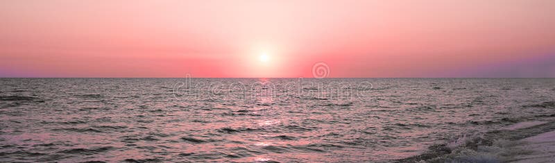Beautiful Panorama of Sky Over Sea at Sunset. Banner Design Stock Photo ...