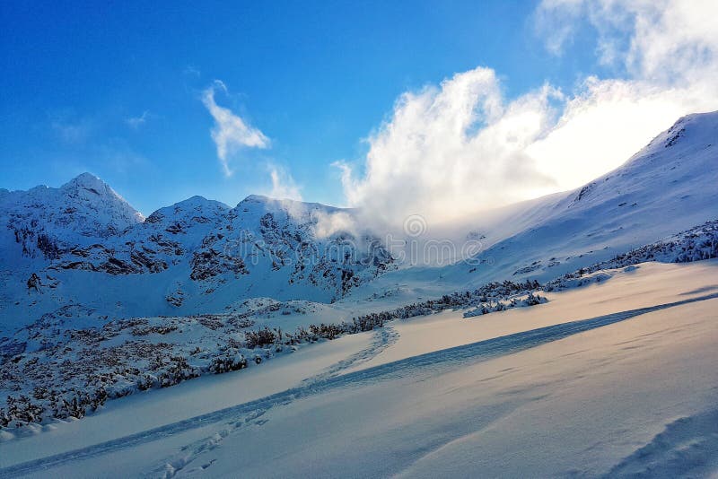 Beautiful Panorama of the Snow-covered Mountain Range Stock Image ...