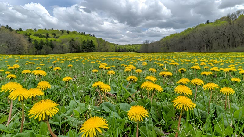 Beautiful Panoramic Image of an Ancient Forest Lawn with Fresh Grass ...