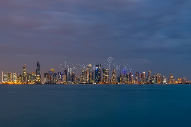 Doha Sky Line editorial stock photo. Image of cityscape - 245137593