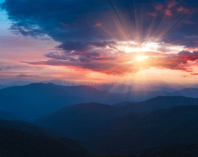 Beautiful Panoramic Sunset in the Mountains Landscape. Stock Image ...