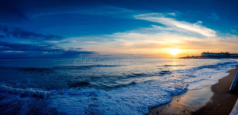 Beautiful Panoramic Sunset on Welsh Landscape , Porthcawl Stock Image ...