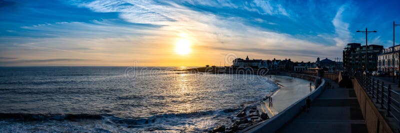 Beautiful Panoramic Sunset on Welsh Landscape , Porthcawl Stock Photo ...