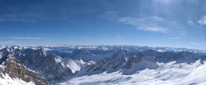 Beautiful Panoramic View of the Alps. Zugspitze, Germany Stock Image ...