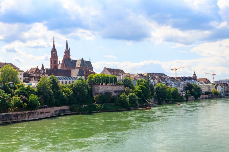 Beautiful Panoramic View of Basel City and the Rhine River, Switzerland ...