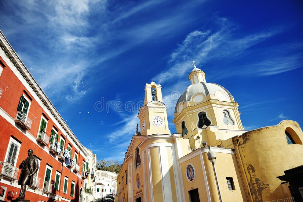 Beautiful Panoramic View Church of Procida Stock Image - Image of ...