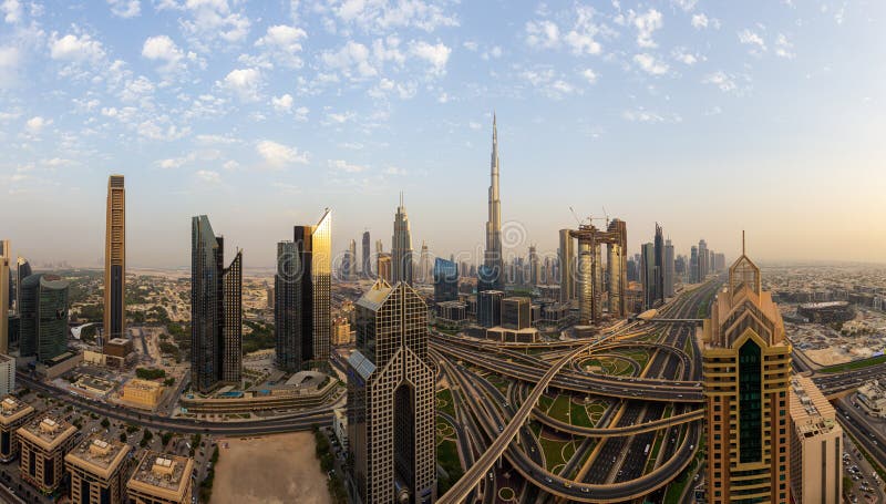 Beautiful Panoramic View of Dubai Skyline Editorial Stock Photo - Image ...