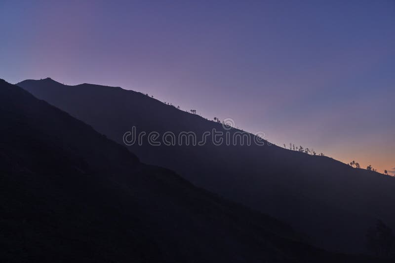 Mount Ijen at Sunset Time in East Java, Indonesia. Stock Photo - Image ...
