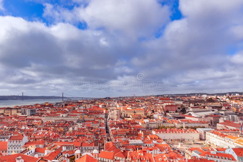 Beautiful Panoramic View of the Old City of Lisbon with Famous ...