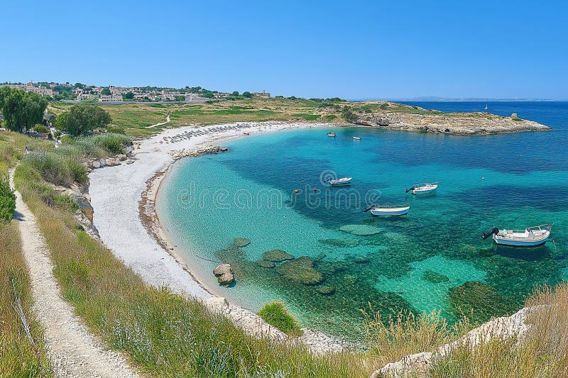 A Beautiful Panoramic View of St George S Bay in Malta, Featuring Clear ...
