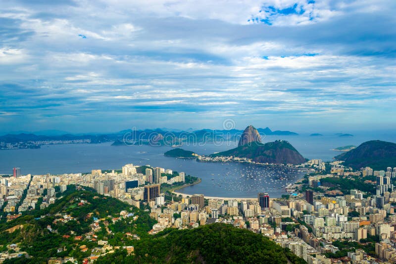 Beautiful Panoramic View of Sugar Loaf and Botafogo Bay Stock Photo ...