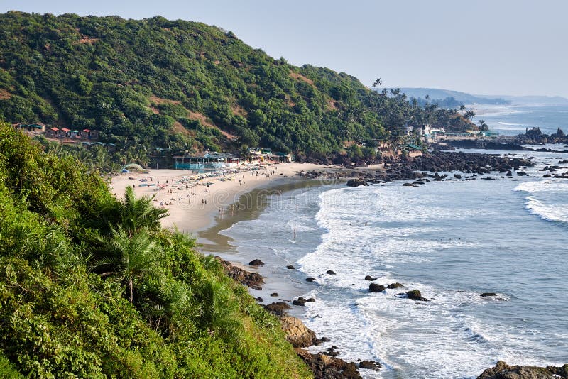 Beautiful Panoramic View of Tropical Beach in Goa Stock Photo - Image ...