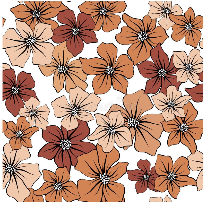 Beautiful Paper Art Seamless Pattern with Flowers. Summer Vector ...