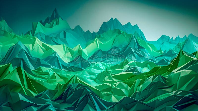 A Beautiful Paper Background, Abstract Green Mountains Made of Paper ...