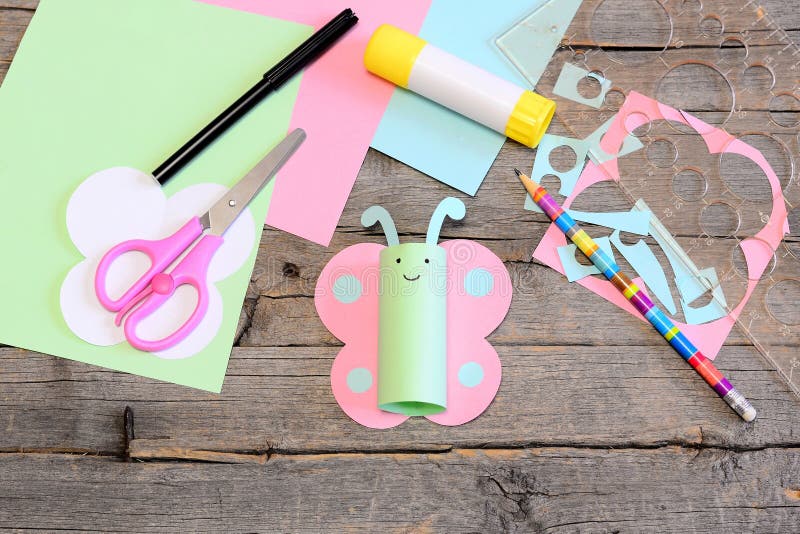 Beautiful Paper Butterfly, Scissors, Marker, Glue Stick, Colored Paper ... Beautiful Paper Butterfly, Scissors, Marker, Glue Stick, Colored Paper ...