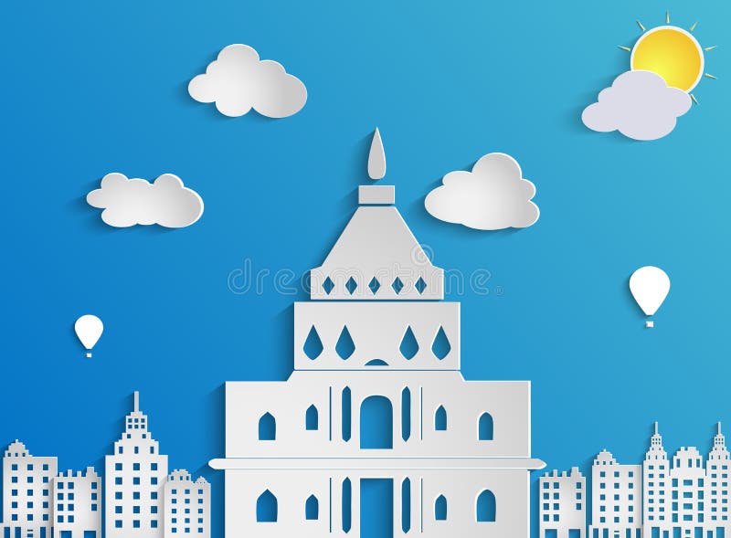 Beautiful Paper City Landscape Stock Vector - Illustration of cloud ...