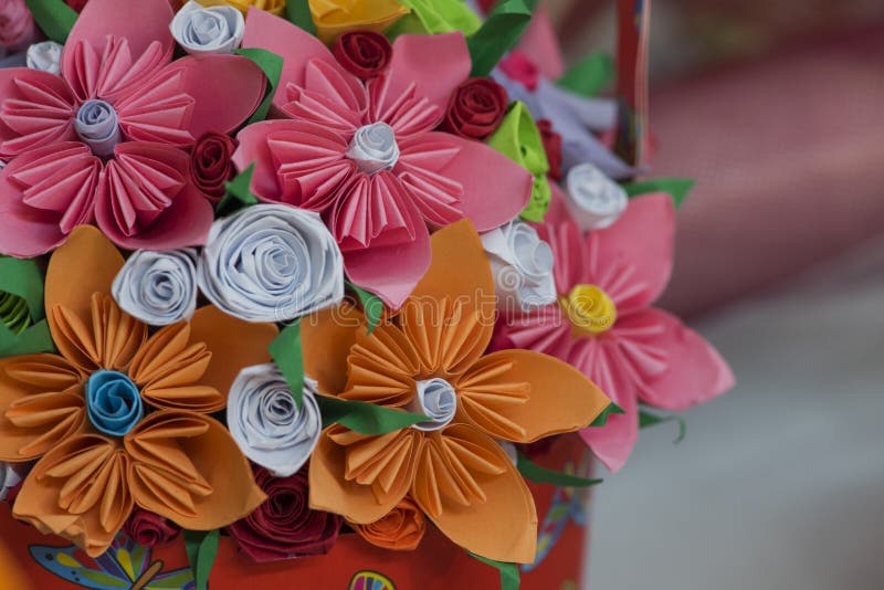 Beautiful paper flowers stock photo. Image of culture - 48008508