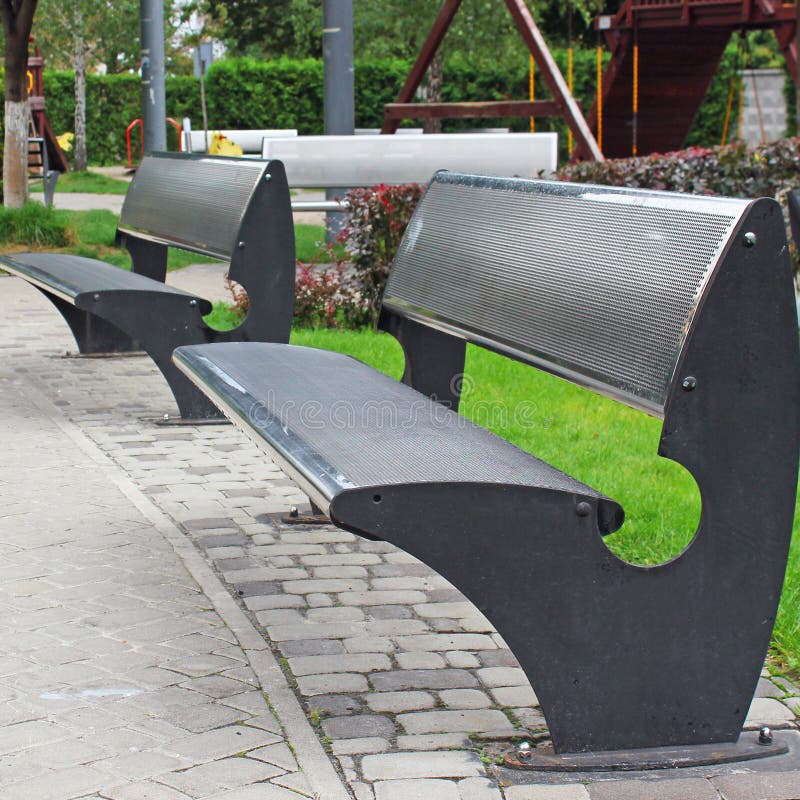 Beautiful Park Bench. Place To Rest Stock Photo - Image of scene ...