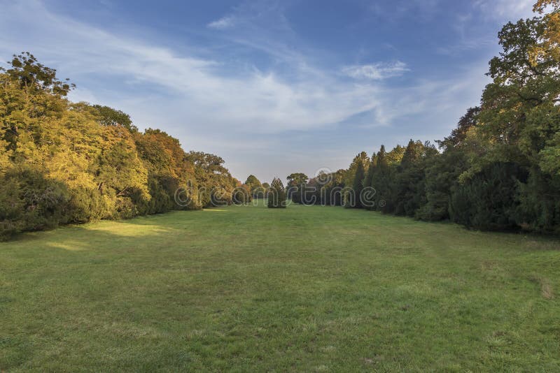 Beautiful Park with Landscaped Greenery. Nice Bokeh Stock Photo - Image ...