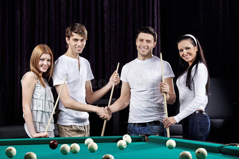 Beautiful Party of Billiards Stock Photo - Image of playful, green ...