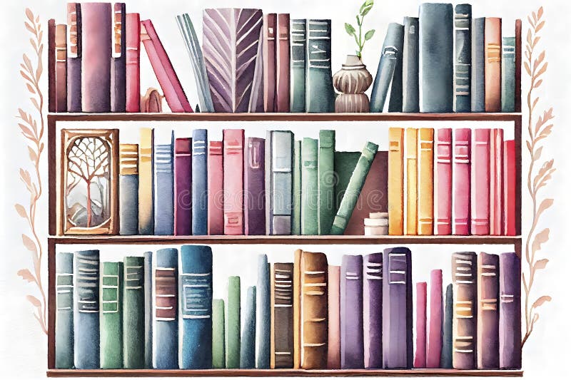Beautiful Pastel Book Library on White Background for Invitations and ...