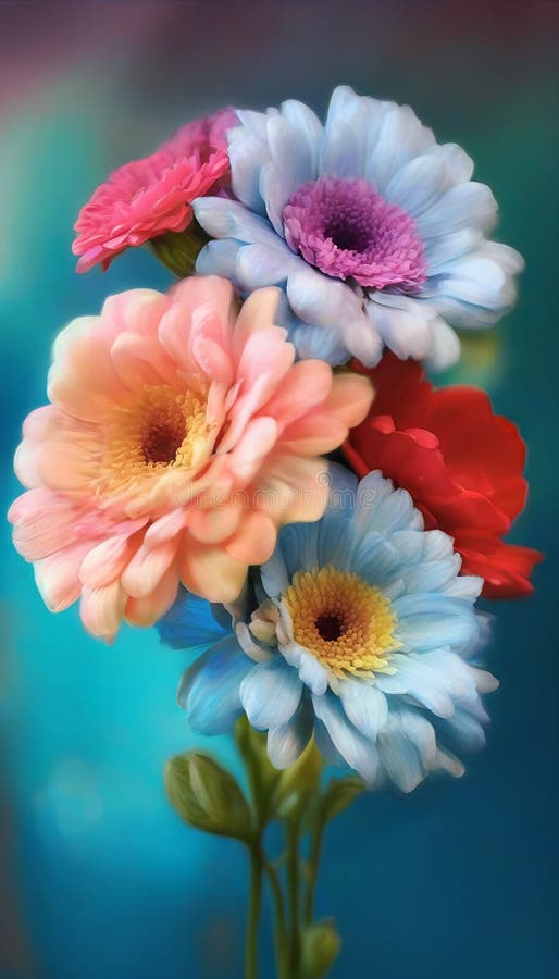 Pastel Gerberas on a Bright Background Stock Illustration ...