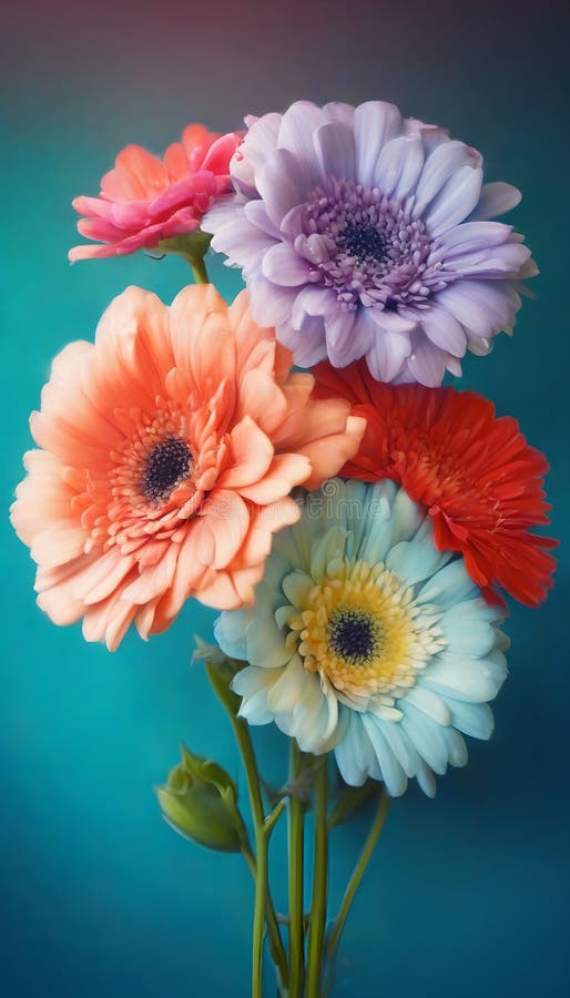 Pastel Gerberas on a Bright Background Stock Illustration ...