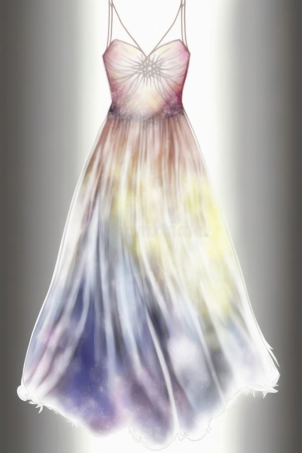Beautiful Pastel Long Dress Stock Illustration - Illustration of dress ...