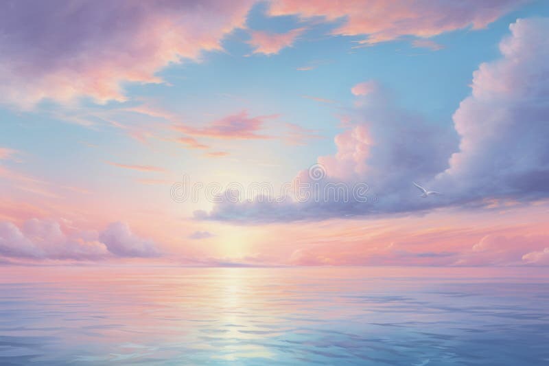 Beautiful Pastel Tone Color Sky Reflection on Water with Sunlight Stock ...
